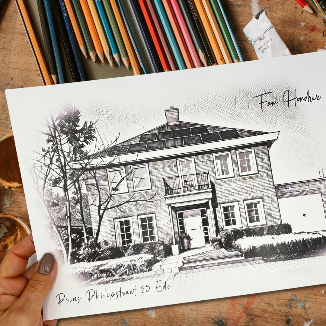 Custom House Drawing From Photo, House Portrait, Realtor Gift for ...