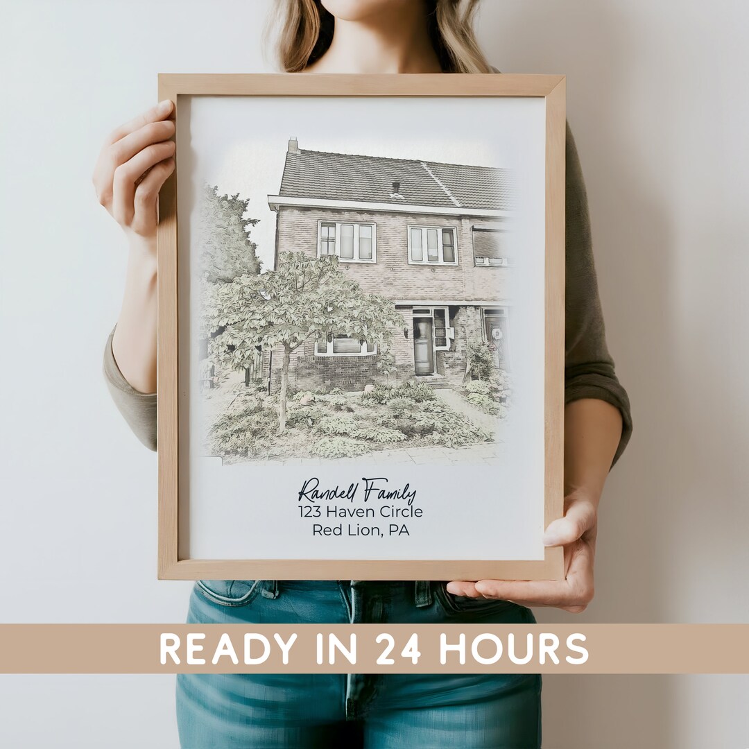 CUSTOM LINE DRAWING, Custom Illustration, Digital Art, Line Art, House ...