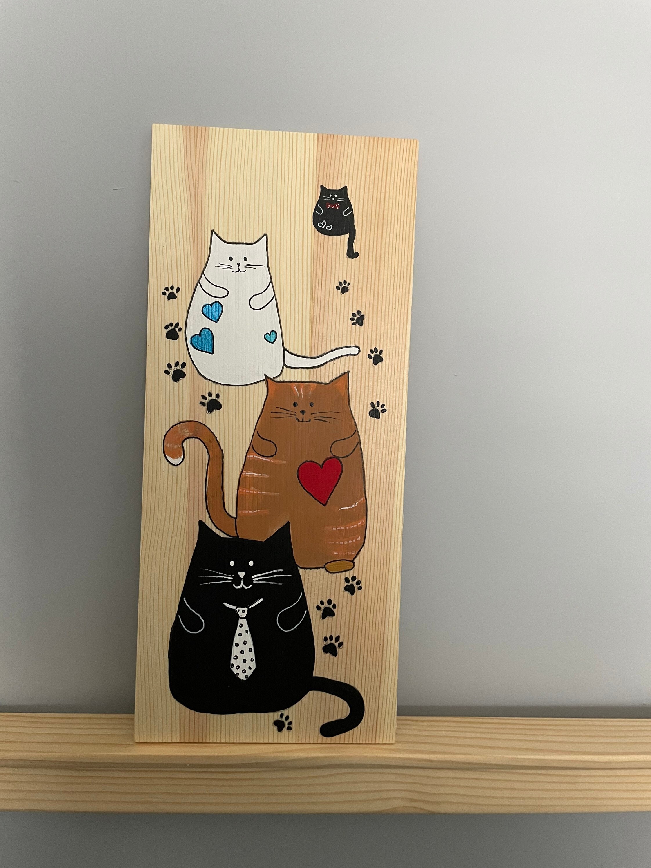Fat Cat Wooden Sign Fat Cat Painted on Wooden Plate Cat - Etsy