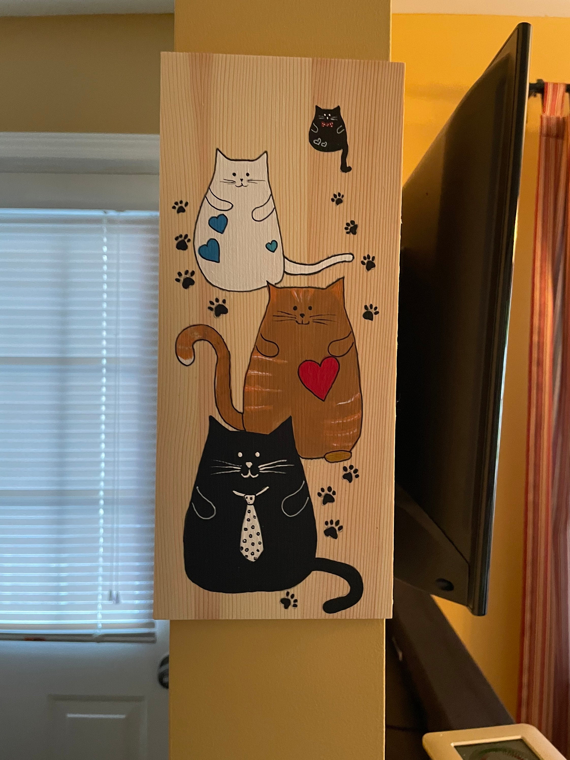 Fat Cat Wooden Sign Fat Cat Painted on Wooden Plate Cat - Etsy