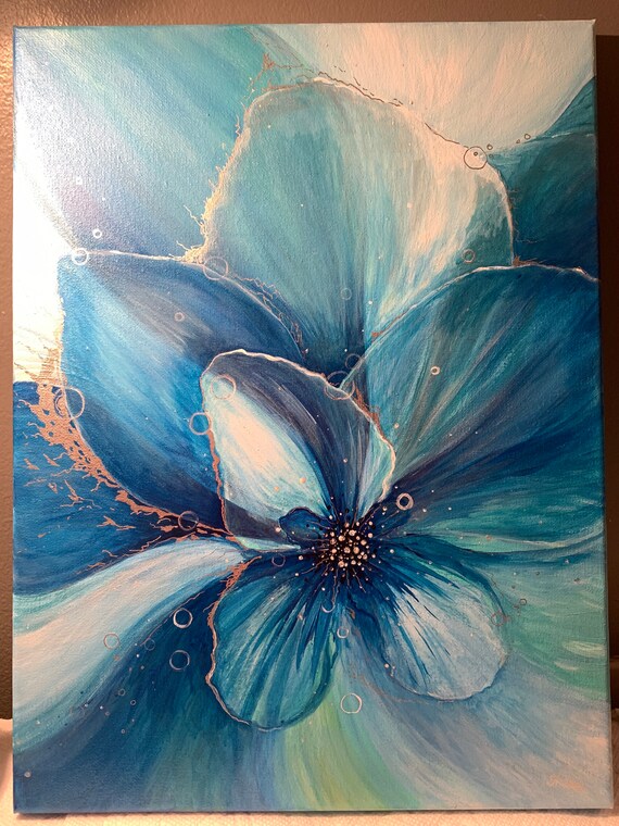 Blue acrylic paintings store