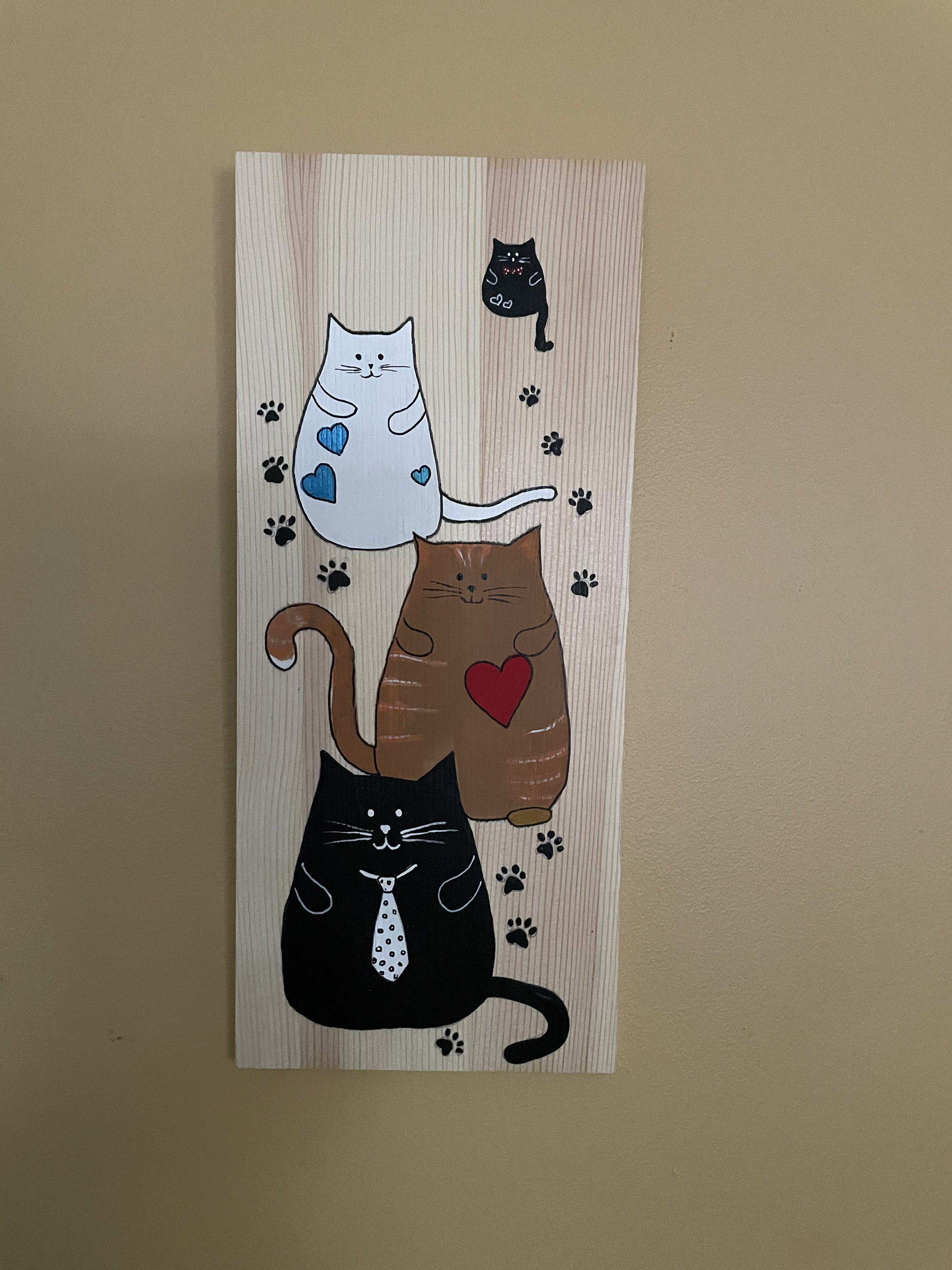 Fat Cat Wooden Sign Fat Cat Painted on Wooden Plate Cat - Etsy