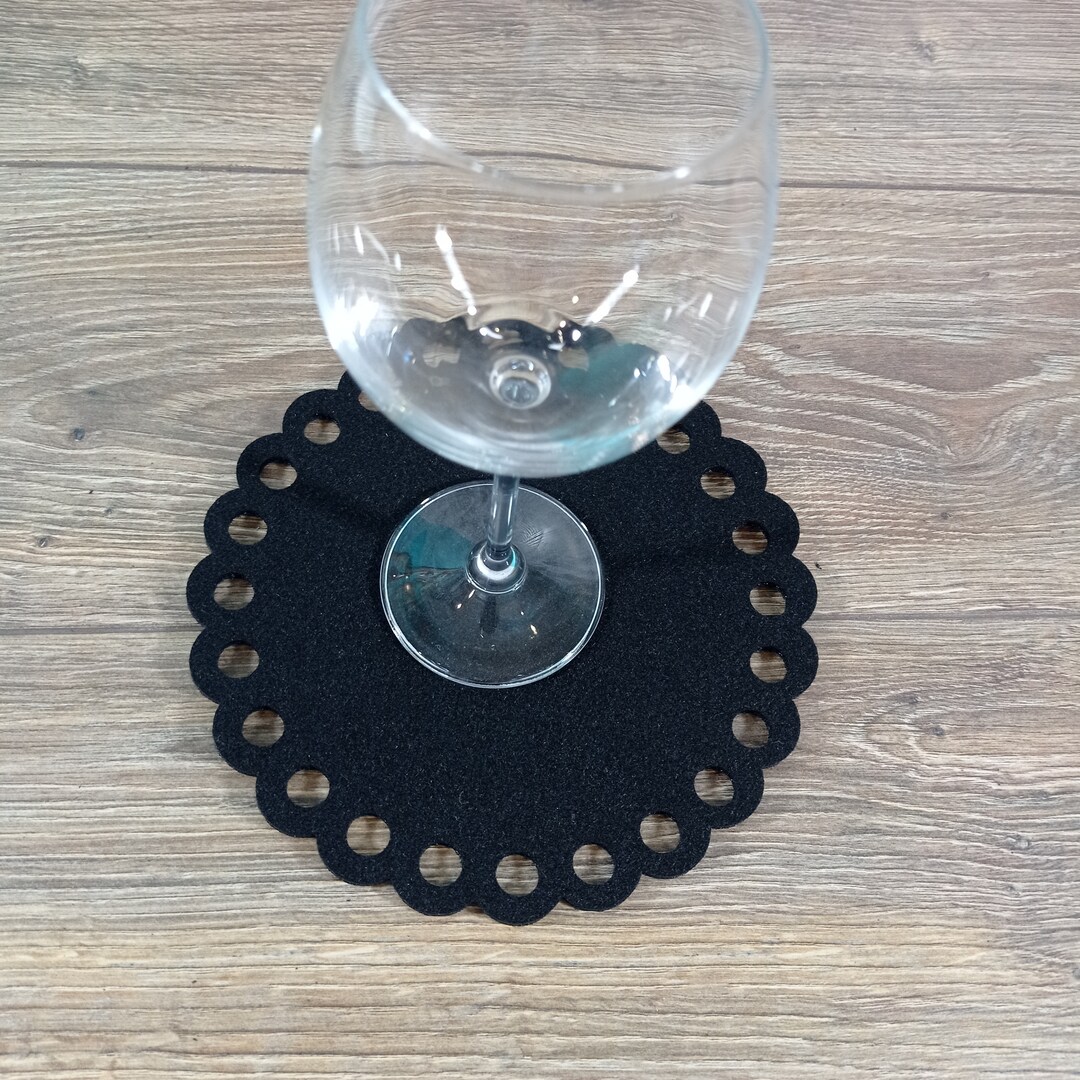 Black Felt Coaster, Round Coasters, Felt Home Decor , Felt Coasters ...
