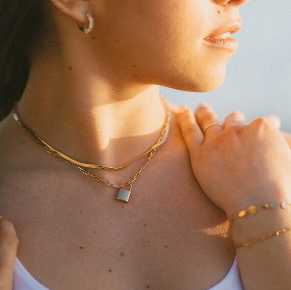 Gold Filled Lock Necklace 2mm Gold Filled Paperclip Chain - Etsy