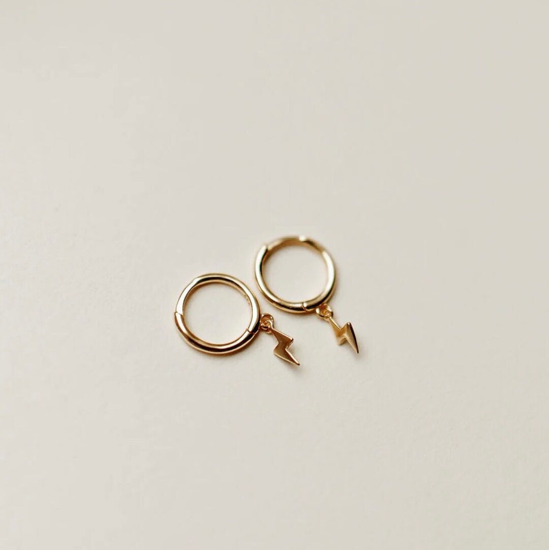 Lightning Hoops, Gold Filled Jewelry, Women's Unique Earrings, Classy ...