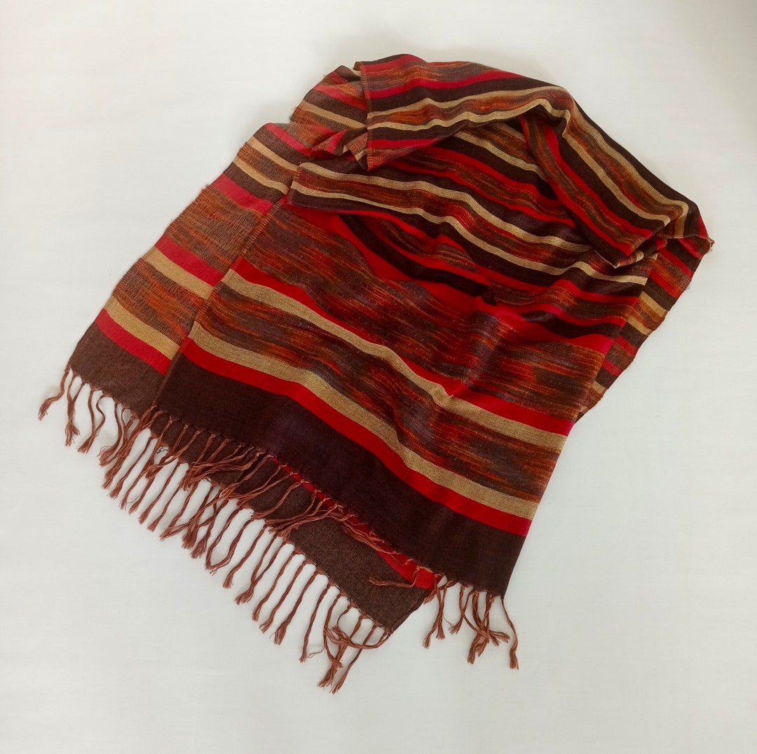 Vintage Oversized Wool Scarf 1990's Maxi Striped Scarf - Etsy