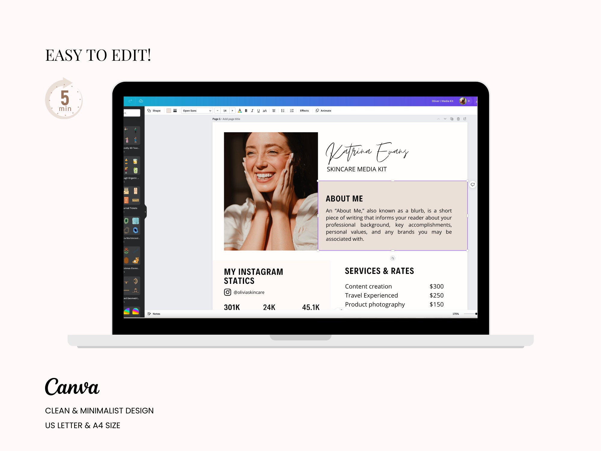 Skincare Media Kit, Beauty Media Kit, Beauty Press Kit, Media Kit Canva ...