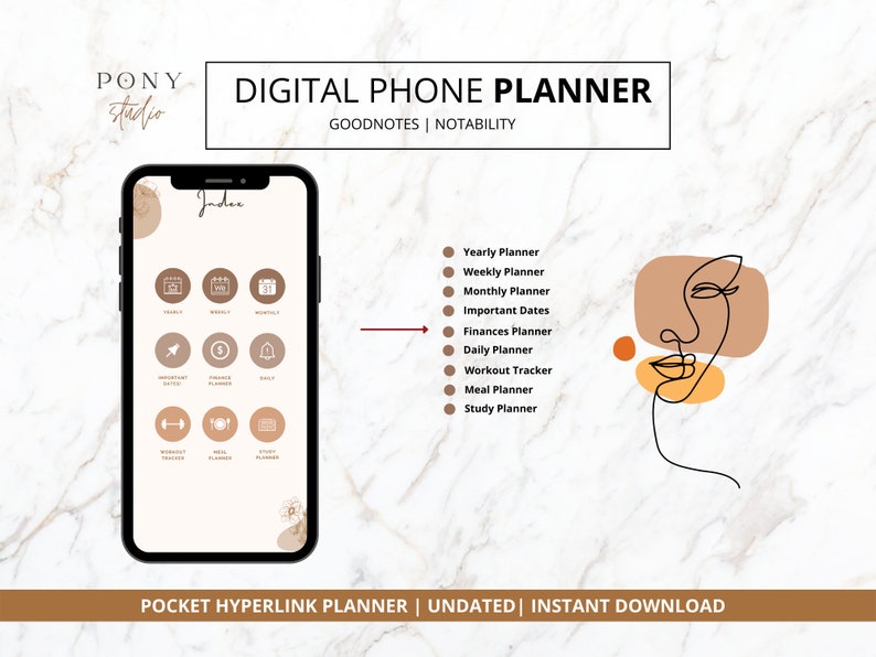 Digital Phone Planner, Digital Pocket Planner, iPhone Digital Planner ...