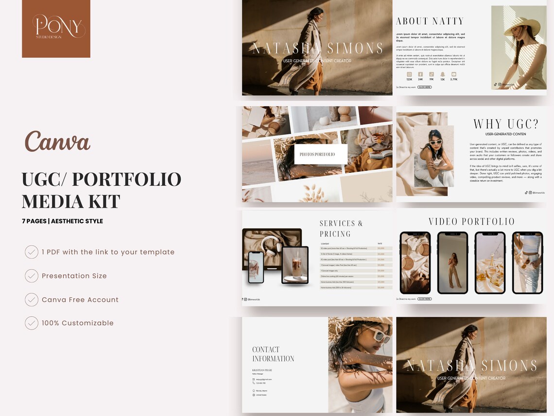 UGC Media Kit for Canva | UGC Portfolio | UGC Business | Ugc Aesthetic ...