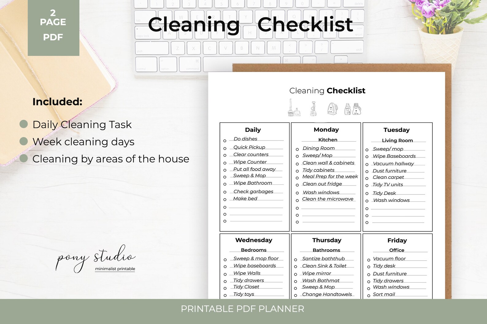 Cleaning Checklist Printable Cleaning List Printable Cleaning Schedule ...