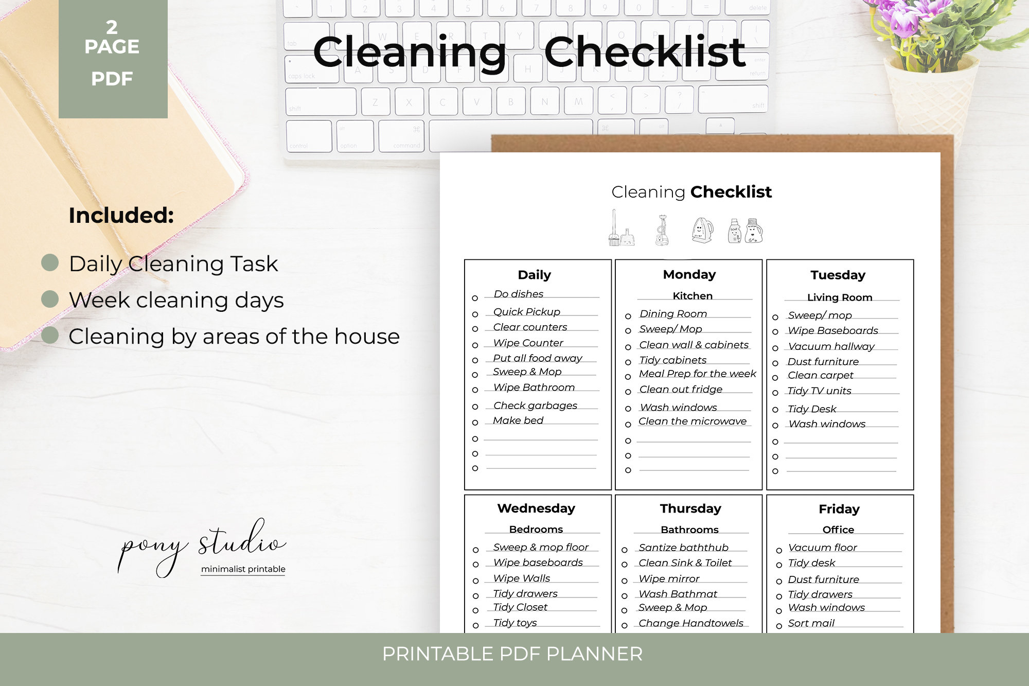 Cleaning Checklist Printable Cleaning List Printable Cleaning Schedule ...