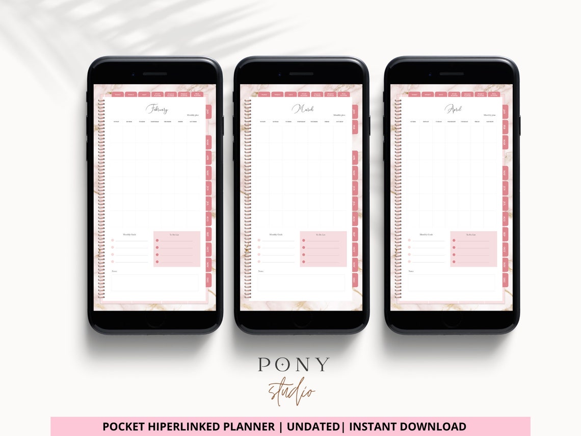 Cherry Pink Digital Phone Planner Digital Pocket Planner | Etsy