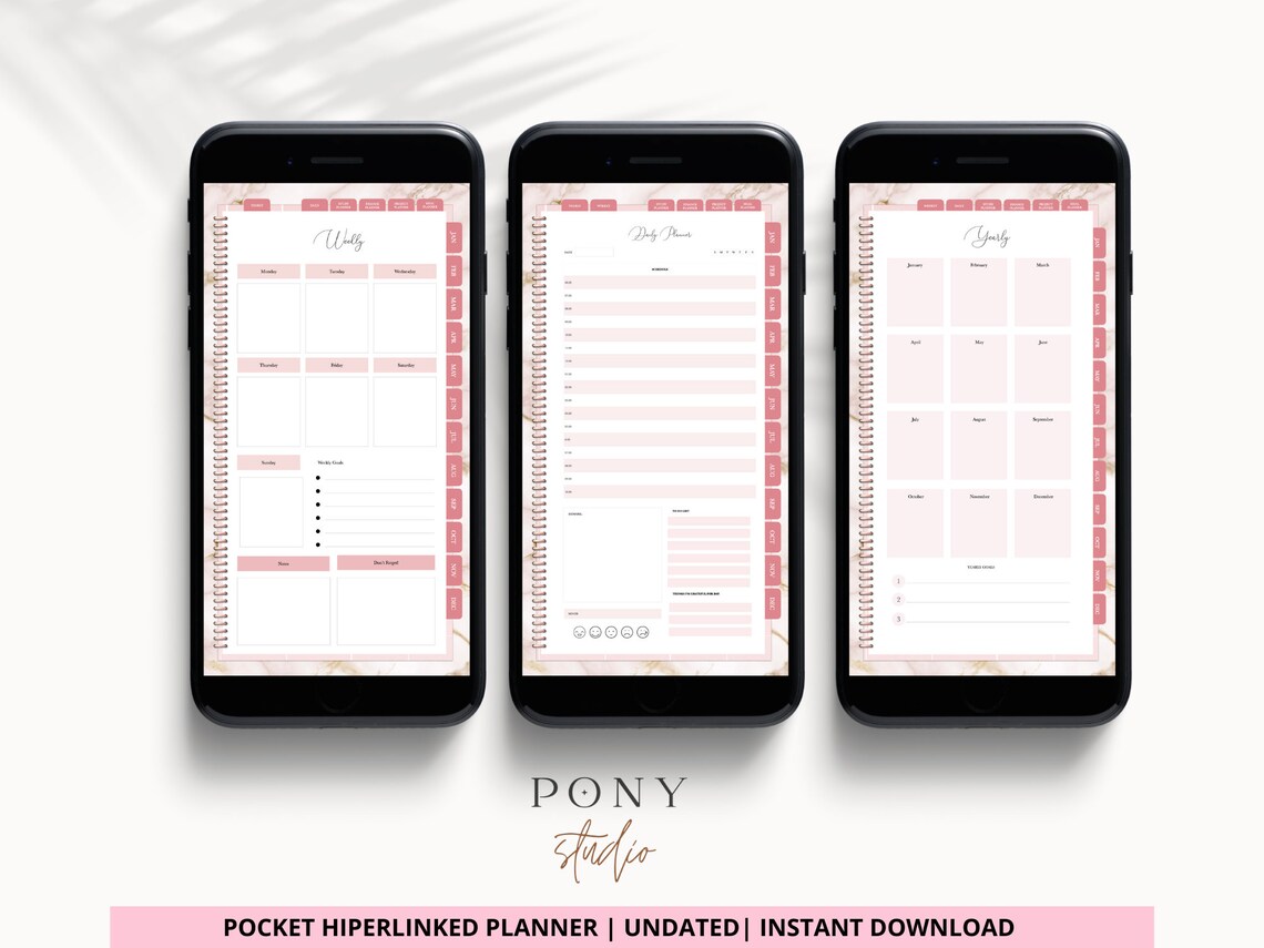 Cherry Pink Digital Phone Planner Digital Pocket Planner - Etsy