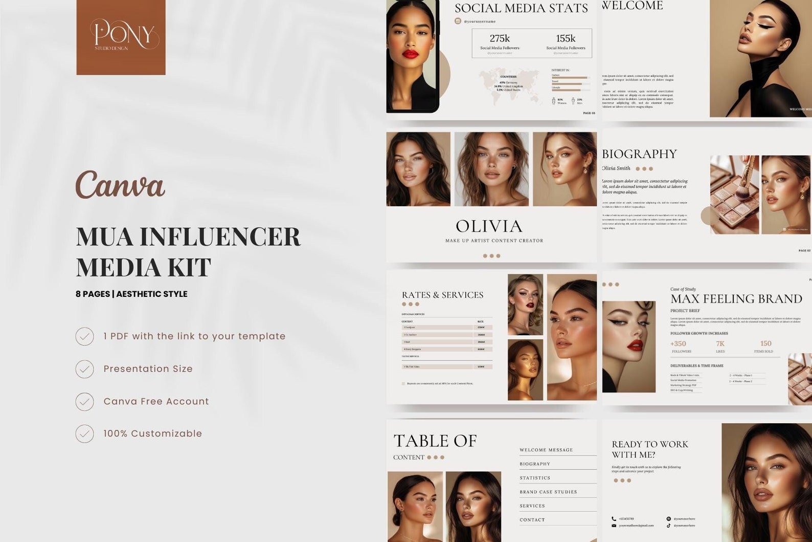 Elegant Canva Makeup Artist Media Kit Template | Beauty Media Kit - Etsy
