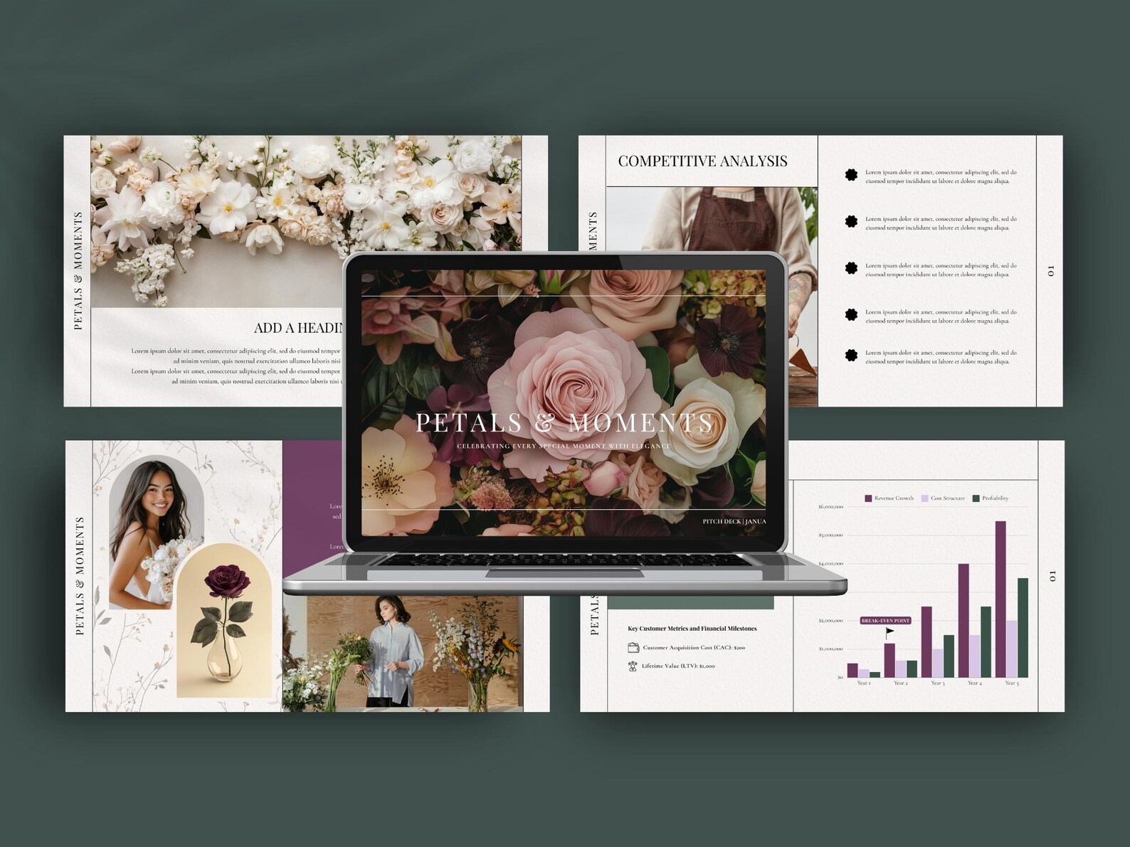 Canva Florist Pitch Deck Template | Elegant Floral Business ...
