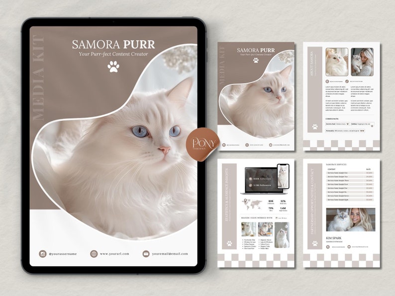 Canva Cat Media Kit Template | Pet Media Kit Template | 4 Pages - Etsy