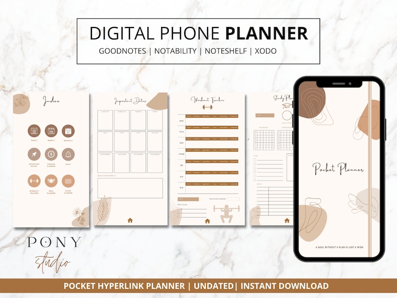 Digital Phone Planner, Digital Pocket Planner, iPhone Digital Planner ...