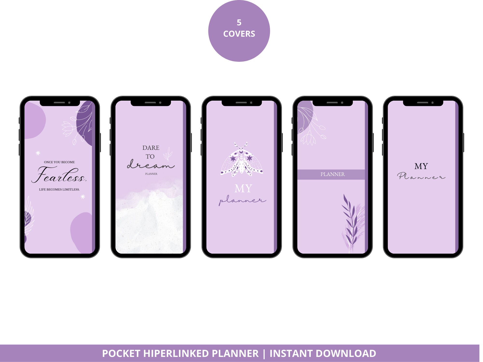 Purple Digital Phone Planner, Digital Pocket Planner, iPhone Digital ...