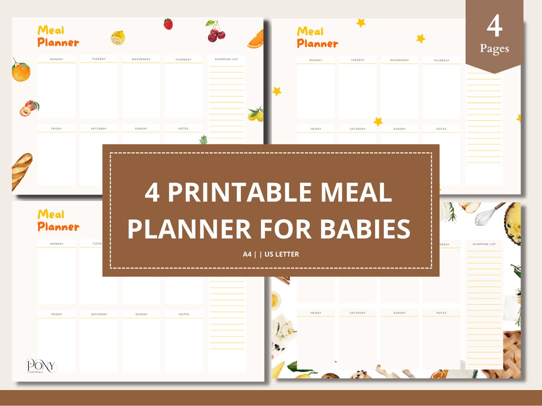Simple Weekly Baby Meal Printable Planner | Meal Planner for My Baby ...