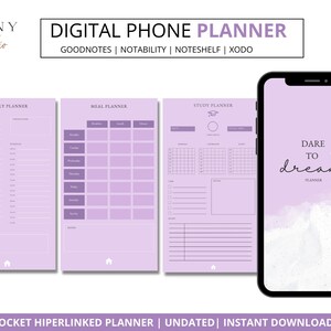 Purple Digital Phone Planner, Digital Pocket Planner, iPhone Digital ...