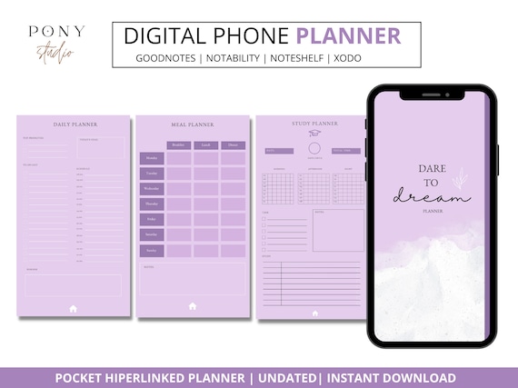 Purple Digital Phone Planner Digital Pocket Planner Iphone - Etsy
