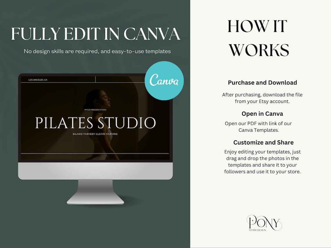 Canva Pilates Studio Pitch Deck Template Presentation for Yoga ...