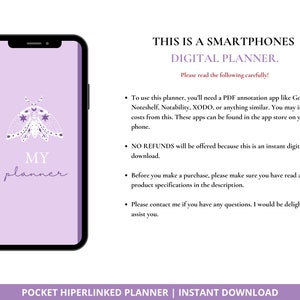 Purple Digital Phone Planner, Digital Pocket Planner, iPhone Digital ...