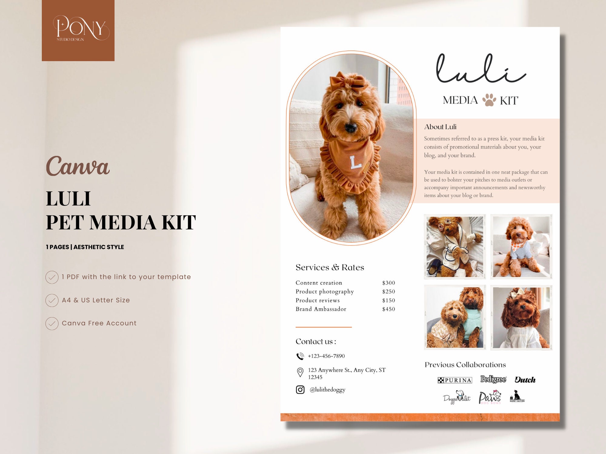 Pet Media Kit, Media Kit, Pet Press Kit, Media Kit Canva Template | 1 ...