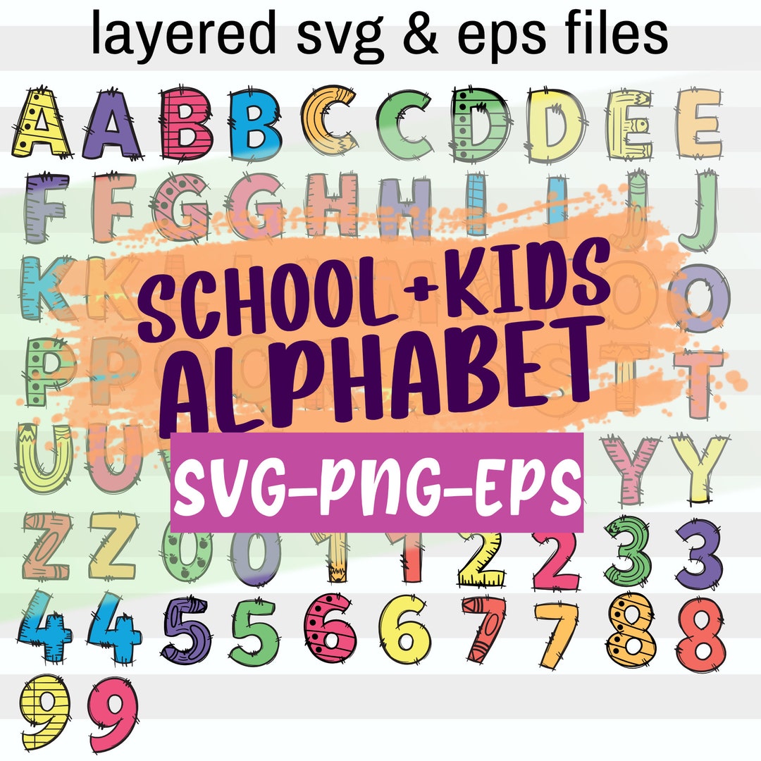 Back to School Alphabet Svg Png Bundle| Back to School Font Svg Png ...