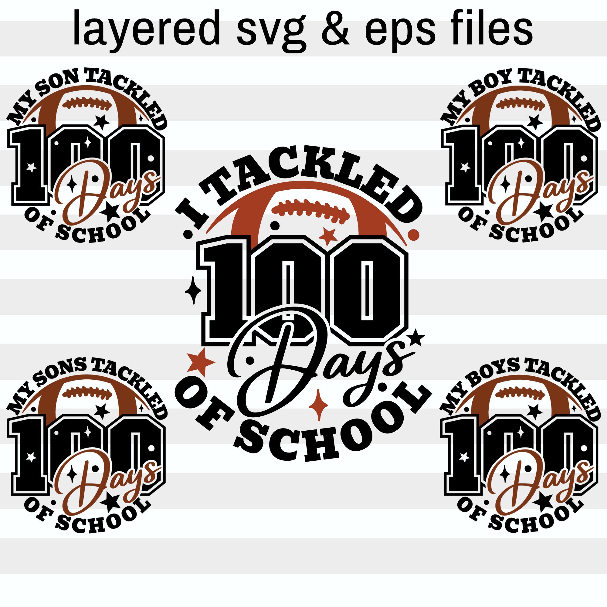 100 Days of School Svg Bundle Football School Gifts for - Etsy