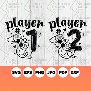 Player 1 Player 2 Svg Couple Matching Svg Gaming Png Video Games Shirt ...