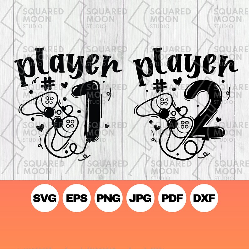 Player 1 Player 2 Svg Couple Matching Svg Gaming Png Video | Etsy