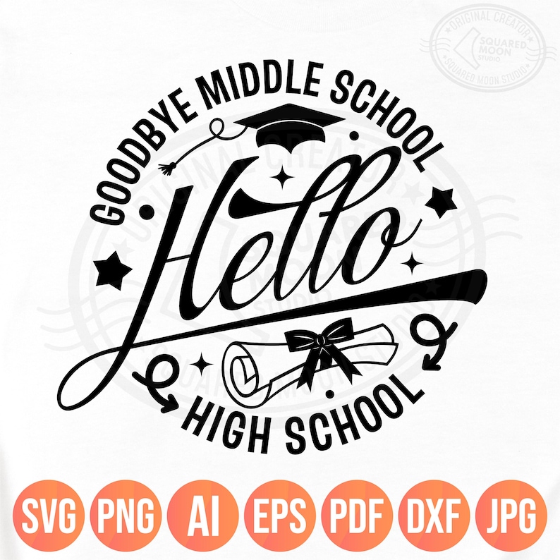8th Grade Graduation SVG PNG, Goodbye Middle School Hello High School ...