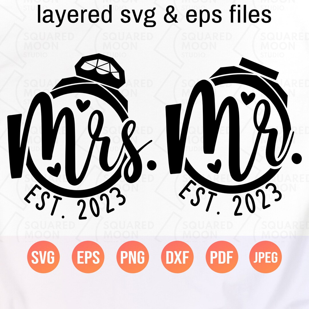 Mr and Mrs Est 2023 Svg Wedding Svg Engagement Rings Png - Etsy UK