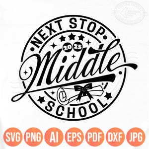 Next Stop Middle School Svg Png, 5th Grade Graduation Svg, Last Day of ...