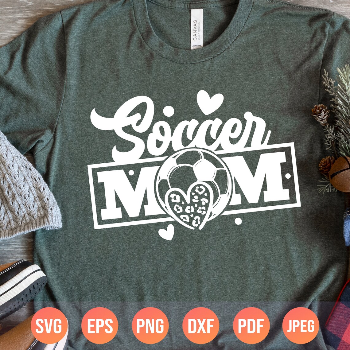 Soccer Mom Svg Leopard Heart Print Svg Mama Of A Soccer Son Etsy