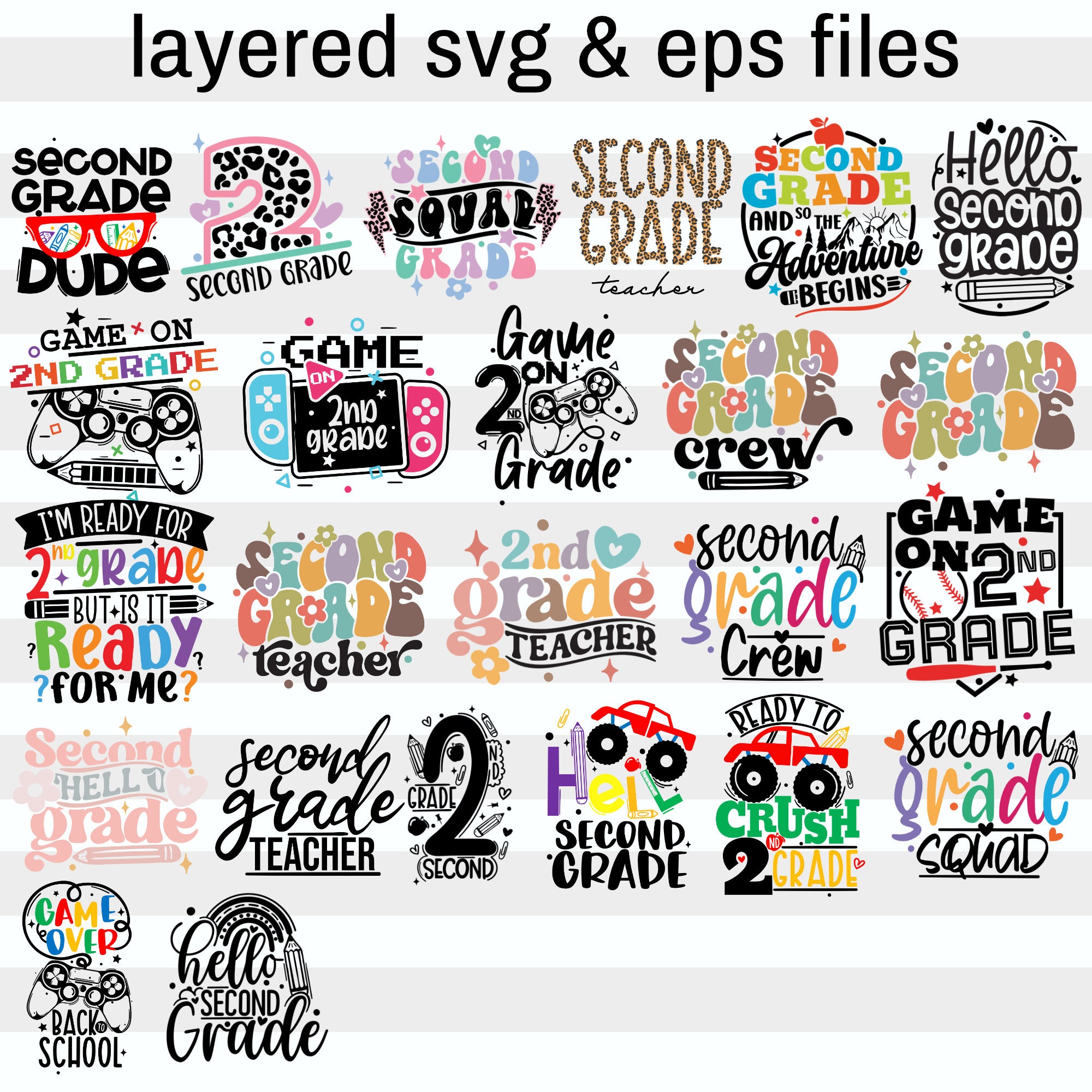 2nd Grade Svg Bundle for Girls, Boys and Teachers| Second Grader Png ...