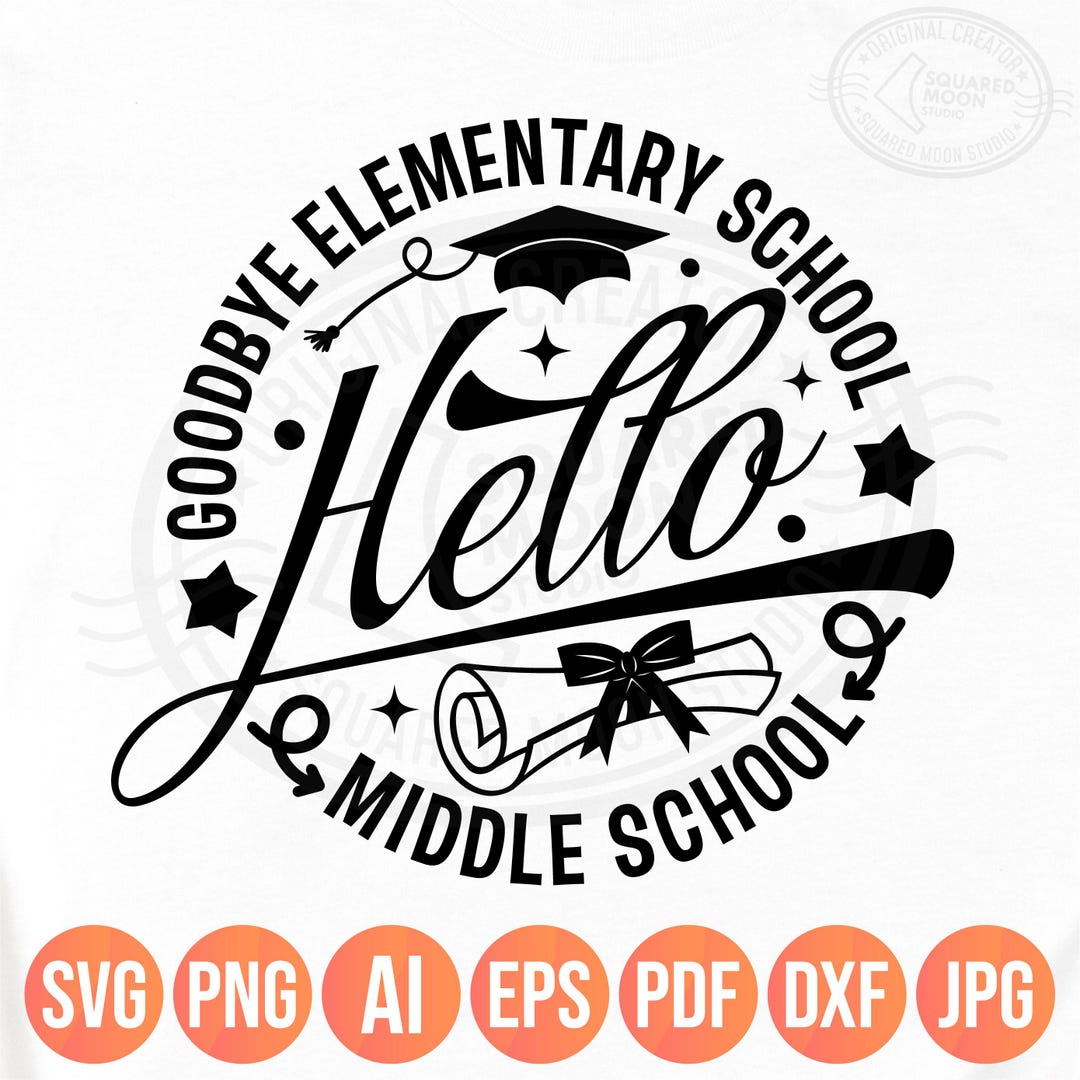 Goodbye Elementary School Hello Middle School Svg Png, 5th Grade ...
