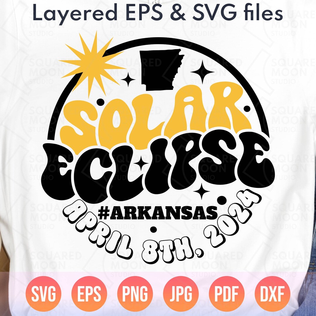 Solar Eclipse Svg Png Retro Groovy Arkansas Total Eclipse April 8th ...