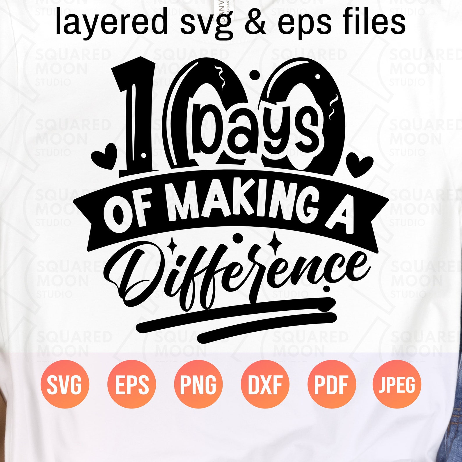 100 Days of School Svg Png| 100 Days of Making a Difference Svg| 100th ...