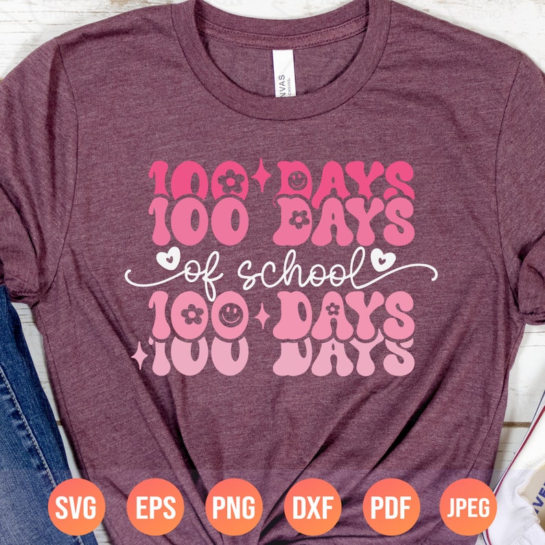 Retro 100 Days of School Svg Png Groovy 100th Day Teacher - Etsy