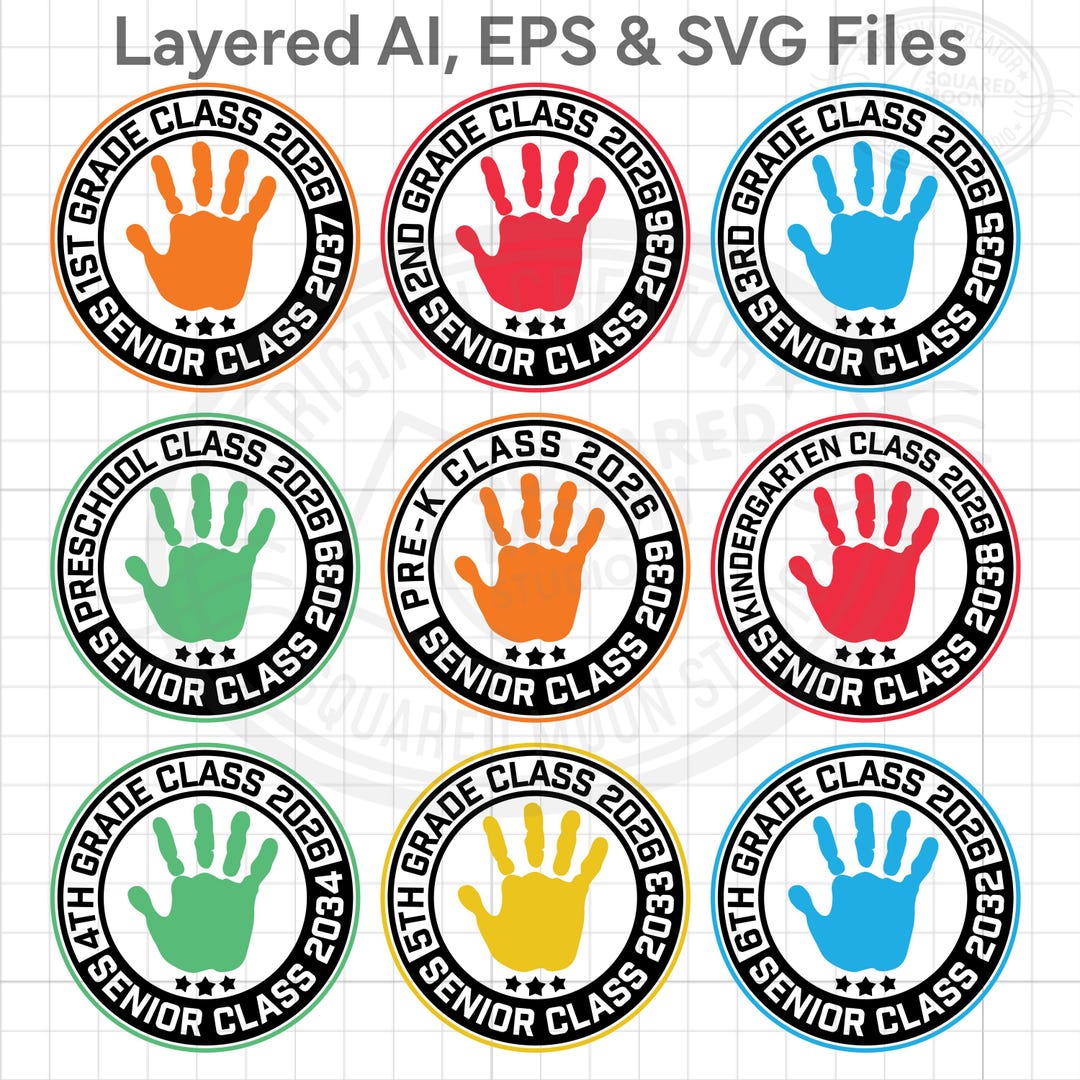 Custom Handprint Graduation SVG PNG, Class of 2026 Senior Class [2032 ...