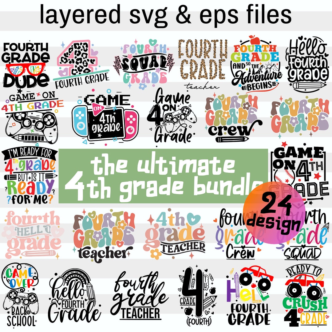 4th Grade Svg Bundle for Girls, Boys and Teachers| Fourth Grader Png ...