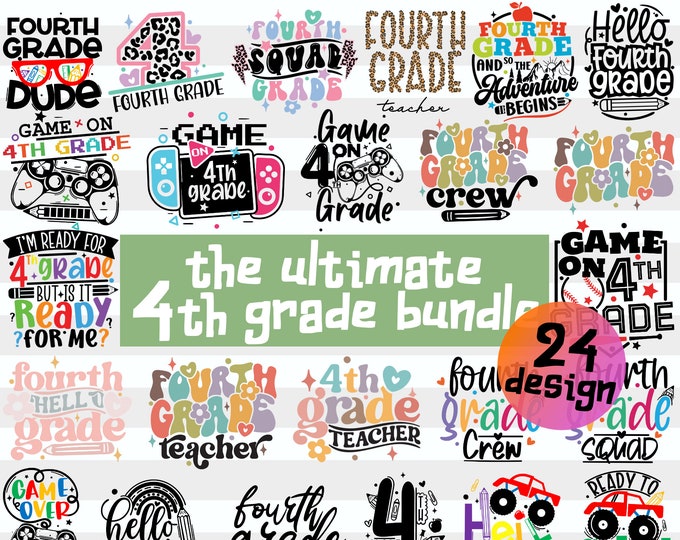4th Grade Svg Bundle for Girls Boys and Teachers Fourth - Etsy