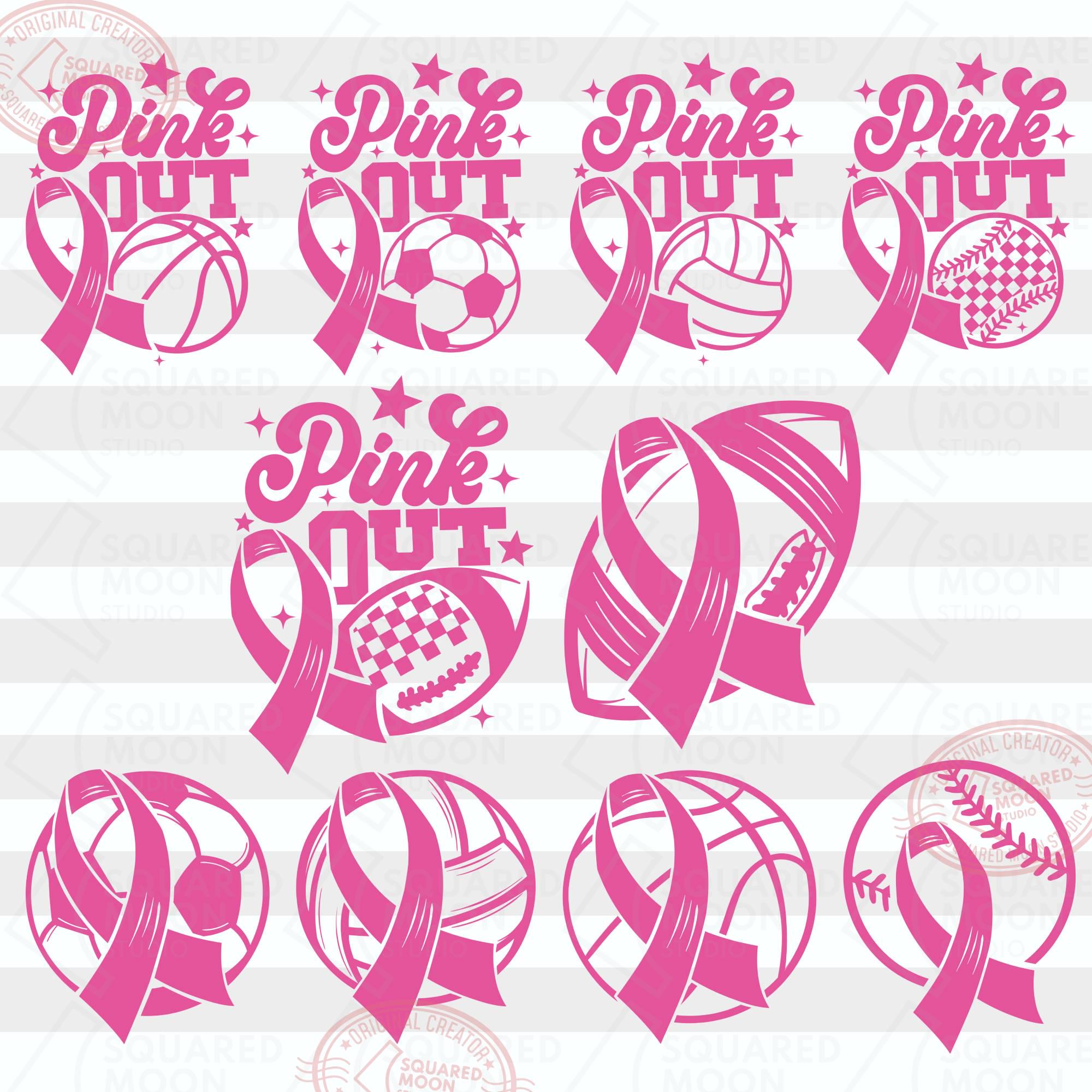 Pink Out Sports Ribbon SVG PNG Bundle: Cancer Awareness - Etsy