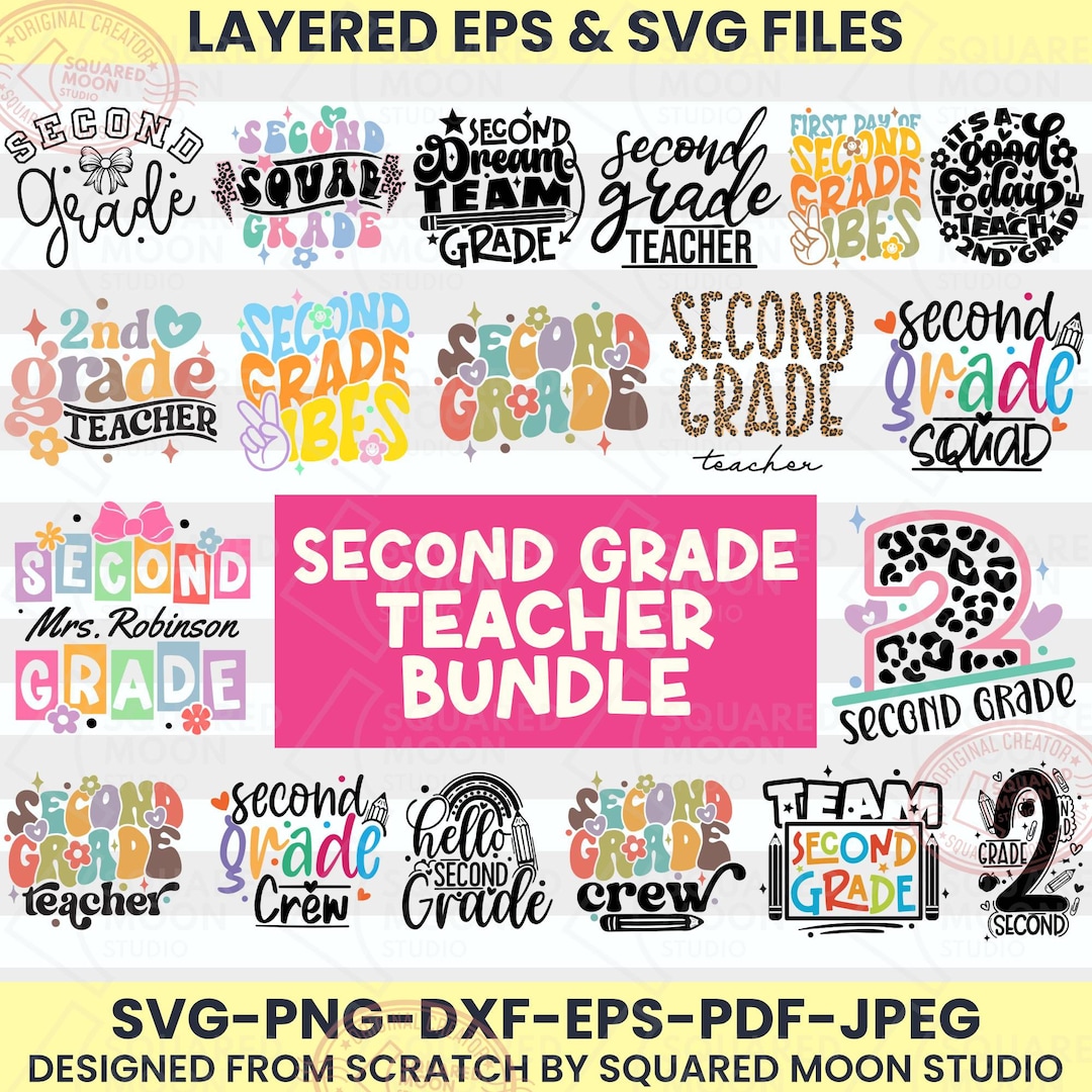 2nd Grade Teacher Svg Png Bundle, Back to School Svg, Second Grade ...