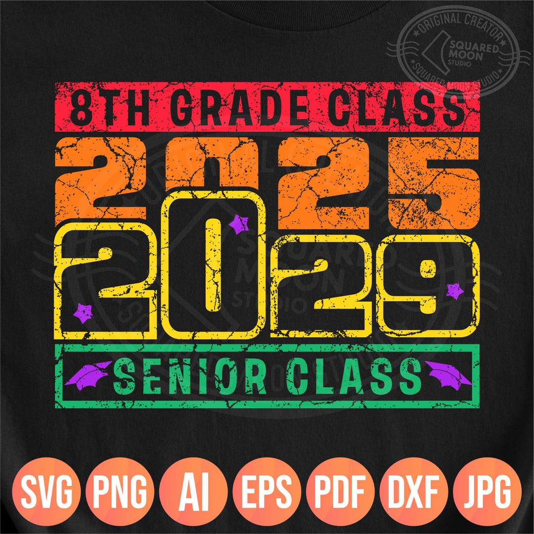Class of 2029 Png Svg, 8th Grade Graduation Png, Distressed Middle ...