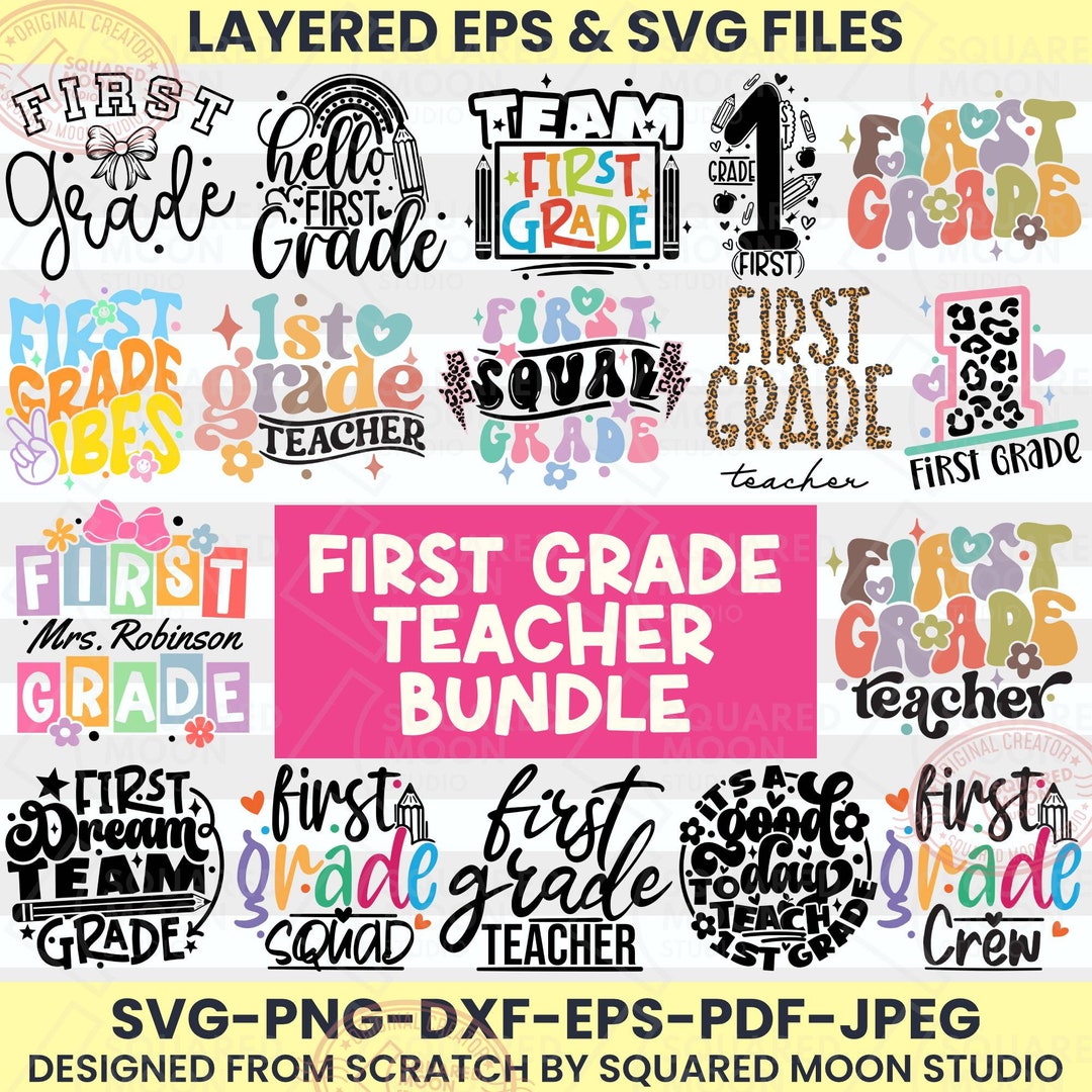 First Grade Teacher Svg Png, Back to School Svg Bundle, 1st Grade ...