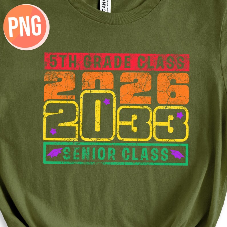 5th Grade Graduation Svg Png, Senior Class of 2033 Png, Distressed 2026 ...
