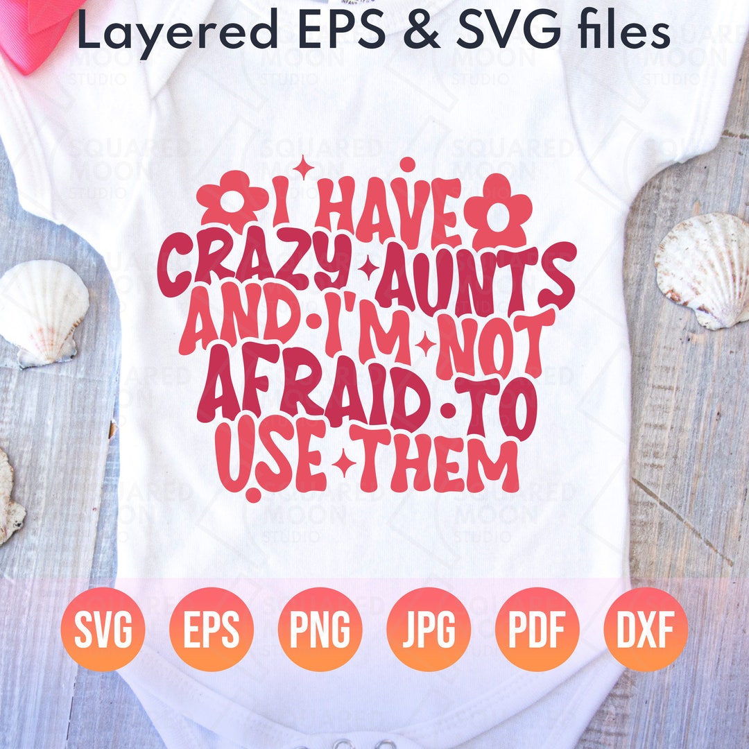 I Have Crazy Aunts and I'm Not Afraid to Use Them Svg Png| Retro Groovy Aunt Svg for Baby| Niece ...